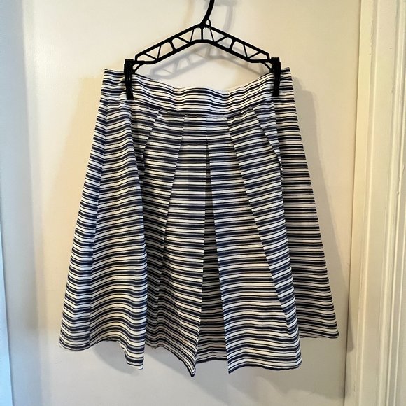 J. Crew | Skirts | J Crew Striped Midi Shell Skirt With Front Pleats In ...